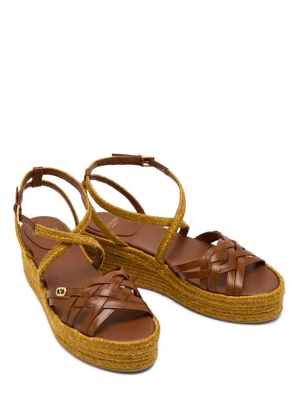 Valentino Garavani Bribri 45 Leather Espadrille Wedges
