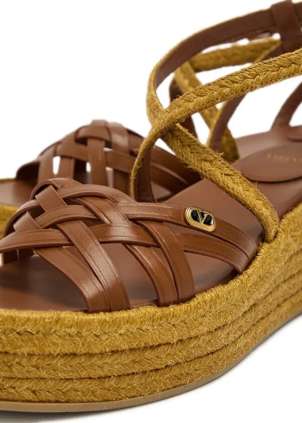 Valentino Garavani Bribri 45 Leather Espadrille Wedges