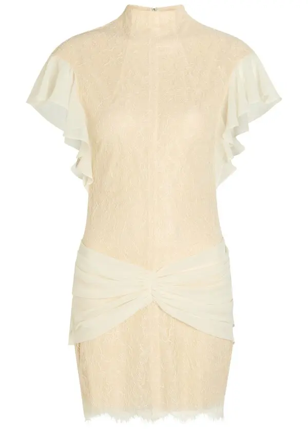 DE LA VALI Noor Ruffled Lace Mini Dress