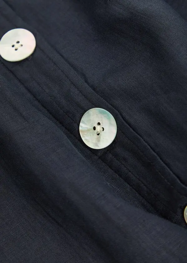 Veronica Beard Georges Button-up Linen Midi Dress - Navy