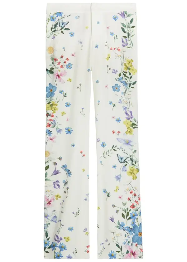 Alice + Olivia Floral Print Boot-leg Crepe Trousers - Multicoloured