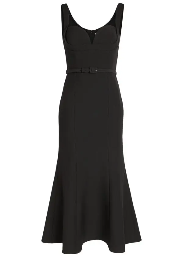 Roland Mouret Belted Crepe Midi Dress