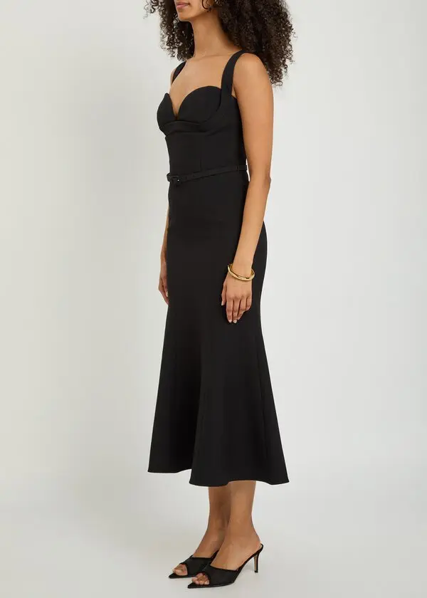Roland Mouret Belted Crepe Midi Dress