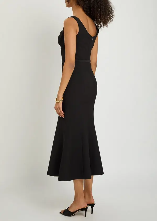 Roland Mouret Belted Crepe Midi Dress