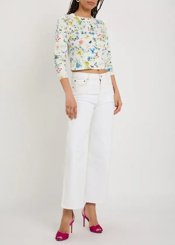 Alice + Olivia Floral-print Stretch-cotton Cardigan - Multicoloured