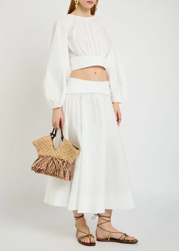 Zimmermann Billow Gathered Cotton-poplin Cropped Top - Ivory