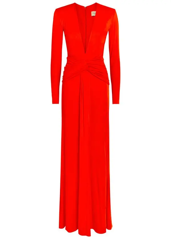 THE NEW ARRIVALS ILKYAZ OZEL Azure Ruched Stretch-jersey Gown - Red
