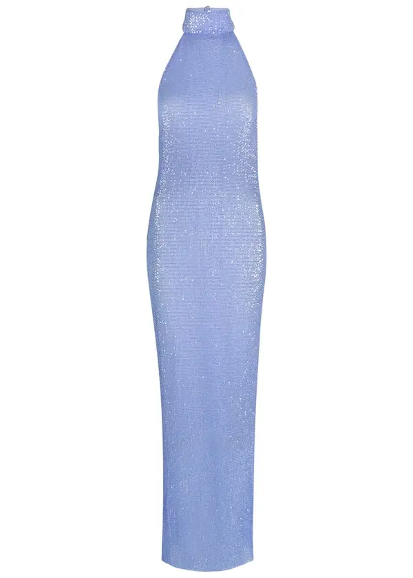 L'IDEE Casablanca Sequin-embellished Maxi Dress - Light Blue