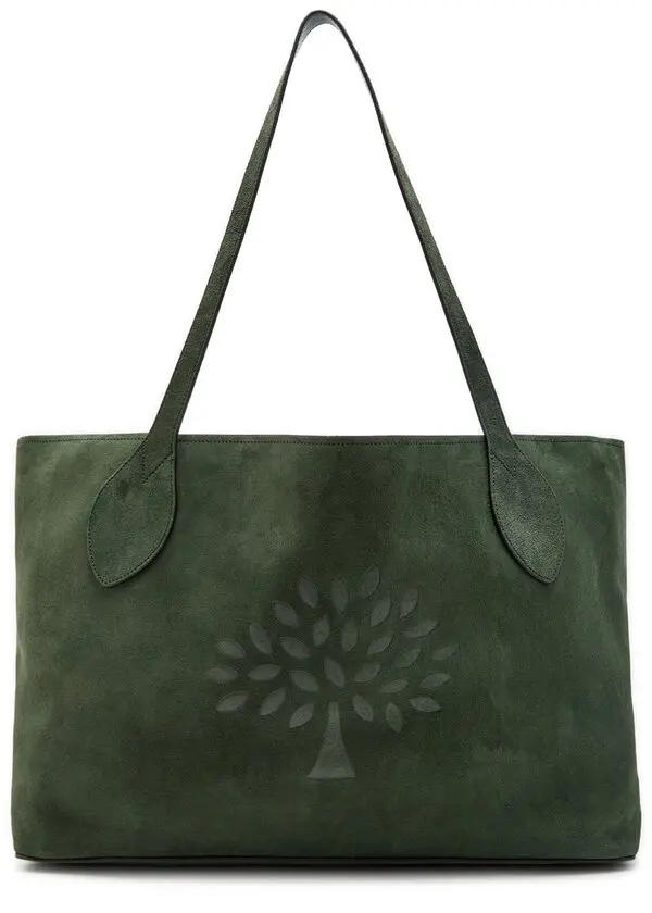 Mulberry Oversized Logo-debossed Suede Tote Bag - Green