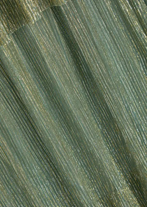 L'IDEE Nammos Halterneck Metallic-mesh Maxi Dress - Green