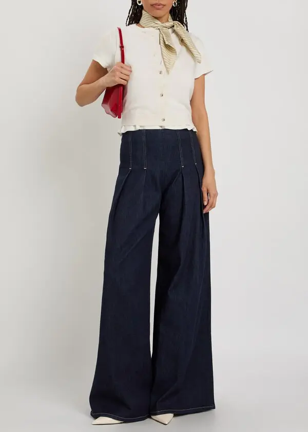 Alice + Olivia Pleated Wide-leg Trousers