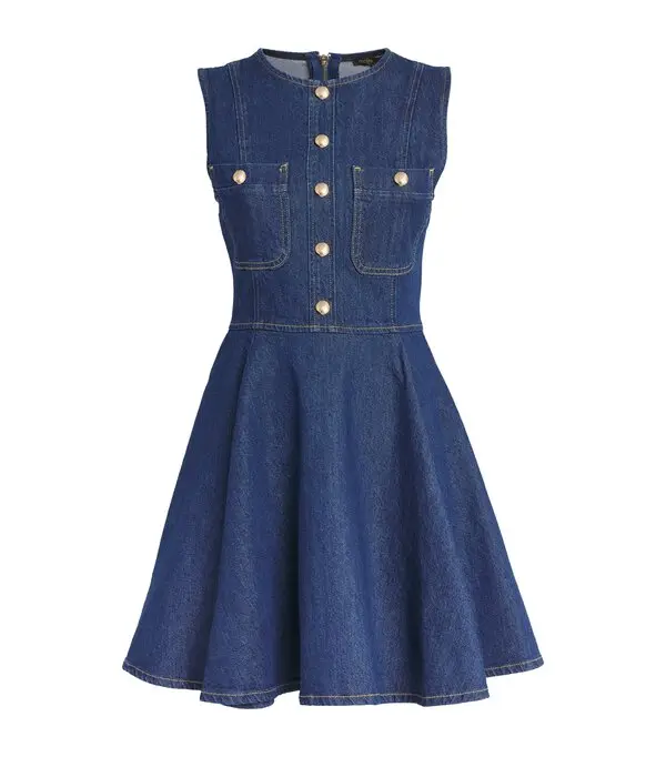 Maje Denim Flared Mini Dress