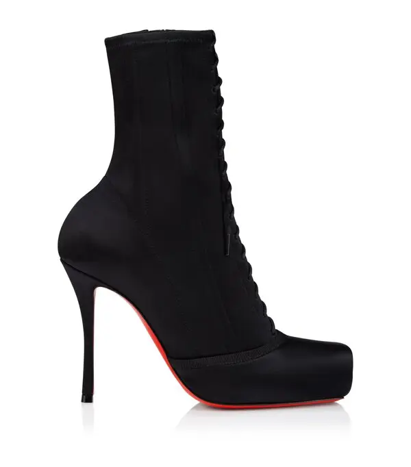 CHRISTIAN LOUBOUTIN Pavlova 100 Leather-satin Boots - Black