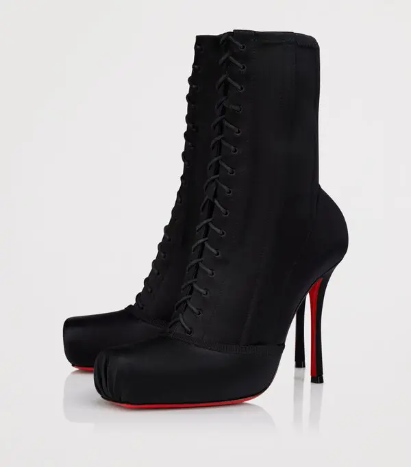 CHRISTIAN LOUBOUTIN Pavlova 100 Leather-satin Boots - Black