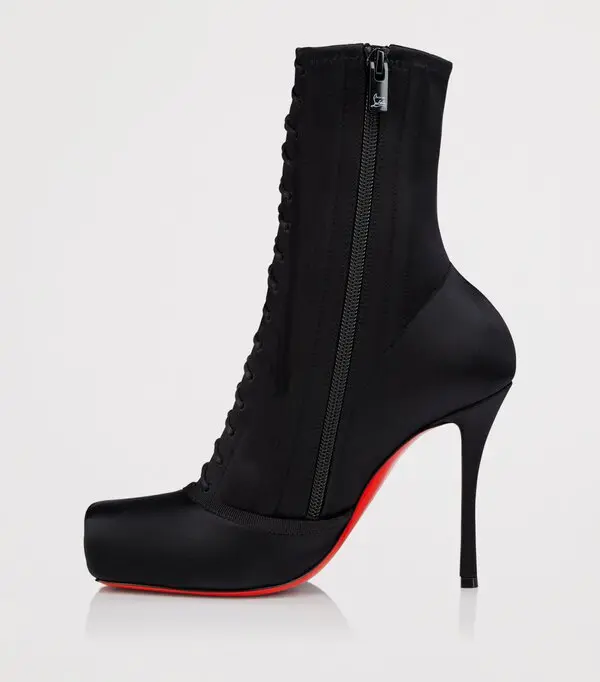 CHRISTIAN LOUBOUTIN Pavlova 100 Leather-satin Boots - Black