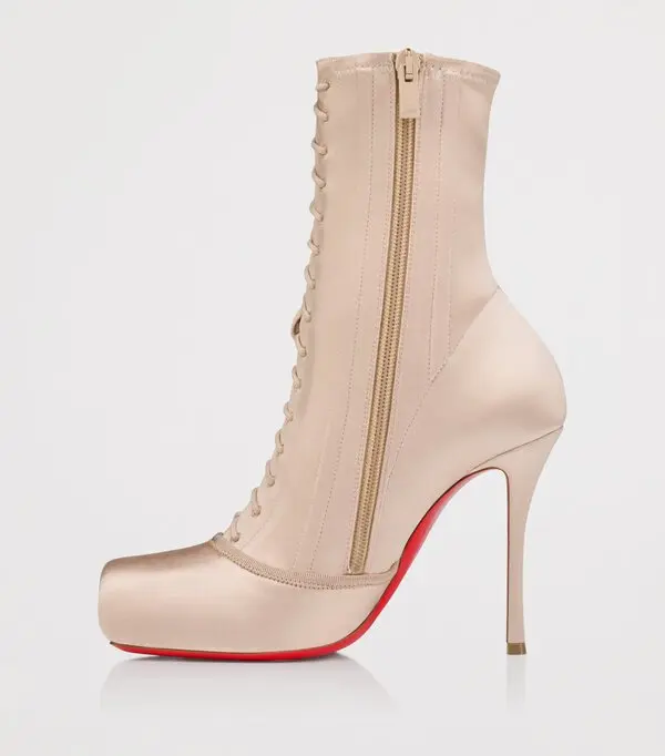 CHRISTIAN LOUBOUTIN Pavlova Leather-satin Boots 100 - Nude