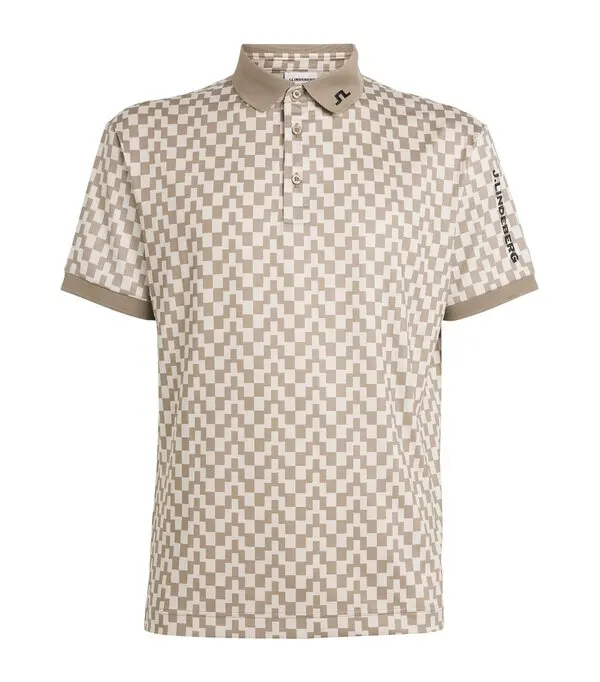 J. Lindeberg Tour Tech Print Polo Shirt - Beige