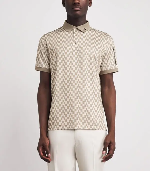 J. Lindeberg Tour Tech Print Polo Shirt - Beige