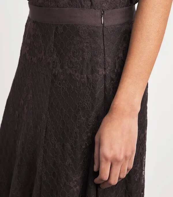 ME+EM Lace Maxi Skirt - Brown