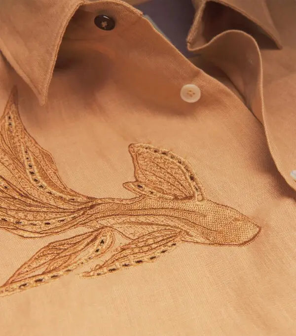 Paul Smith Fish-embroidered Linen Shirt