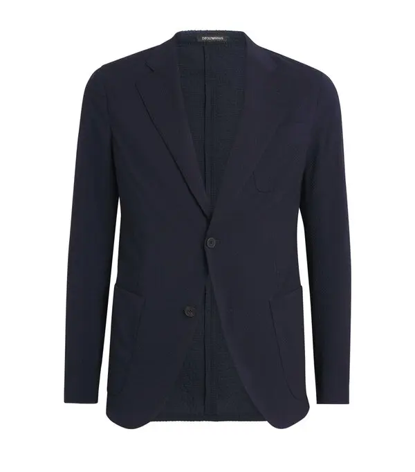 Emporio Armani Virgin Wool-blend Blazer - Blue
