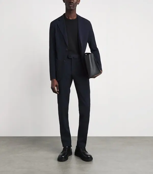 Emporio Armani Virgin Wool-blend Blazer - Blue