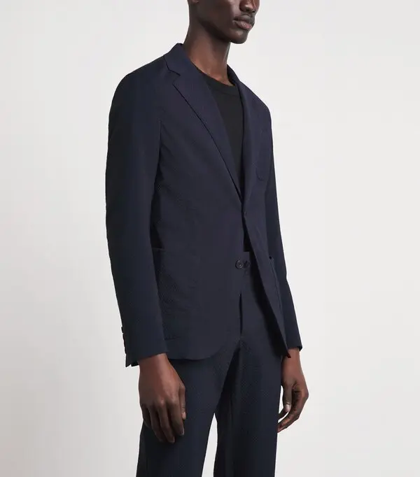 Emporio Armani Virgin Wool-blend Blazer - Blue