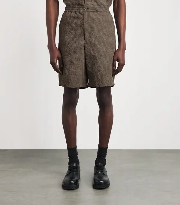 Emporio Armani Seersucker Bermuda Shorts - Brown