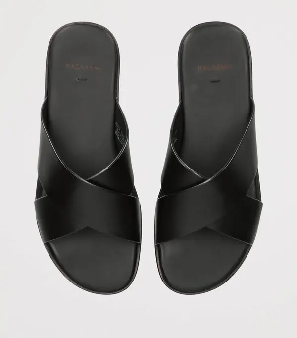Magnanni Leather Cross Sandals - Black