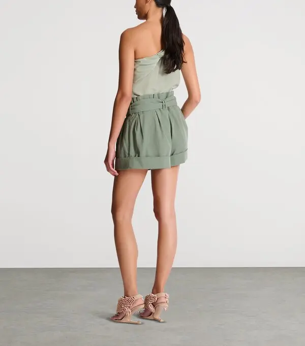 Balmain Cotton High-rise Shorts - Green