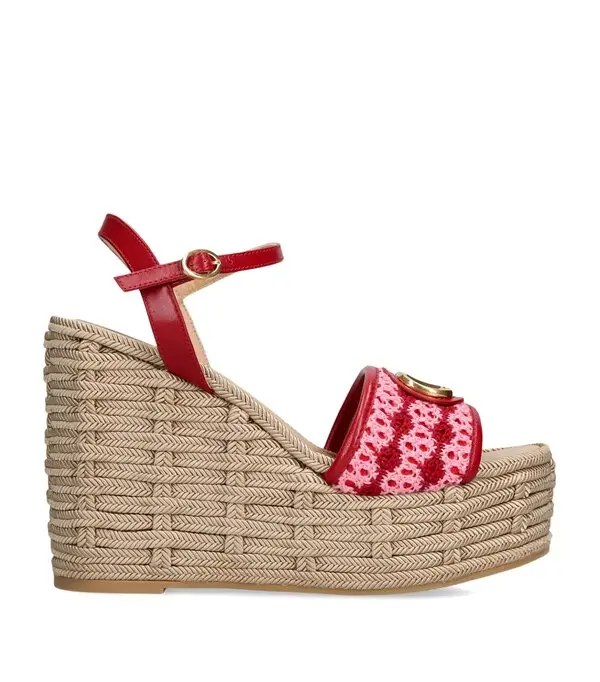 Valentino Garavani Crocheted Wedge Sandals 120 - Pink