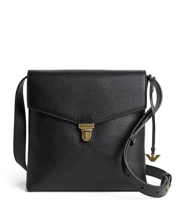 Emporio Armani Grained Leather Cross-body Bag - Black