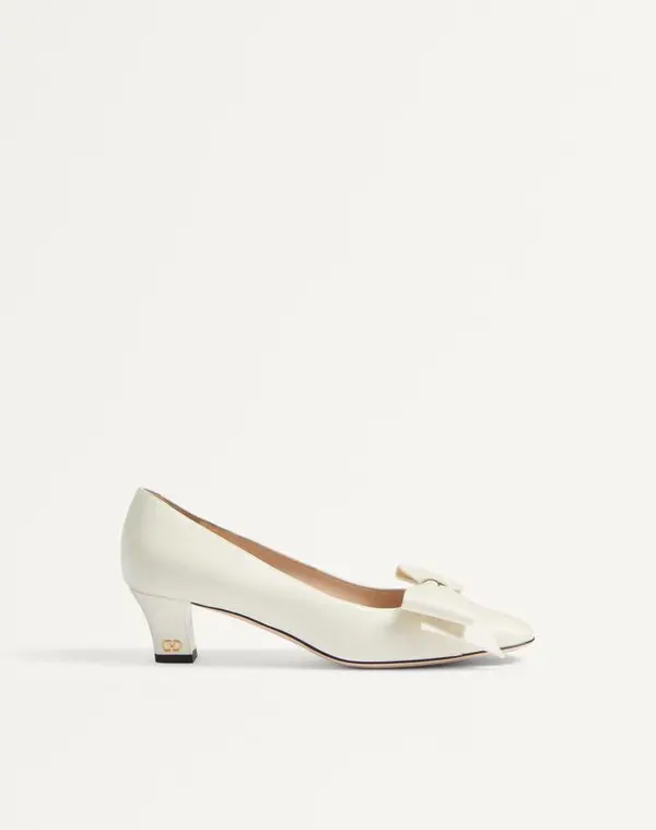 Valentino Garavani Bowow Pump In Kidskin 45mm - Ivory