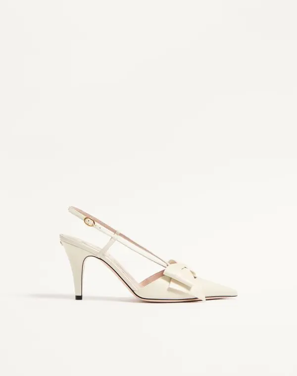 Valentino Garavani Bowow Slingback Pumps In Kidskin 85mm - Ivory