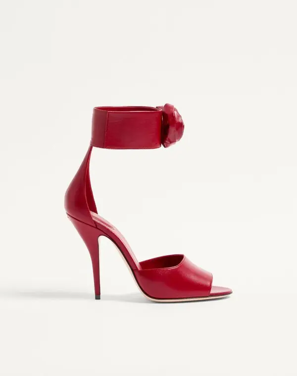 Valentino Garavani Drip Rose Kidskin Sandals With Crystals - Red