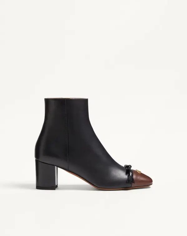 Valentino Garavani Valet Du Roi Leather Ankle Boots - Black/coffe