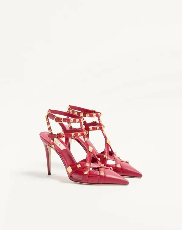 Valentino Garavani Studdy Kidskin Pumps - Red