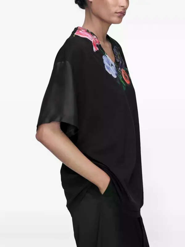 MAISON MARGIELA Flower Cotton-silk T-shirt - Black