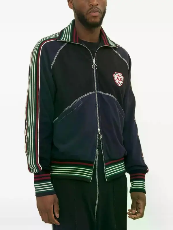 NICHOLAS DALEY Striped Logo-patch Jacket