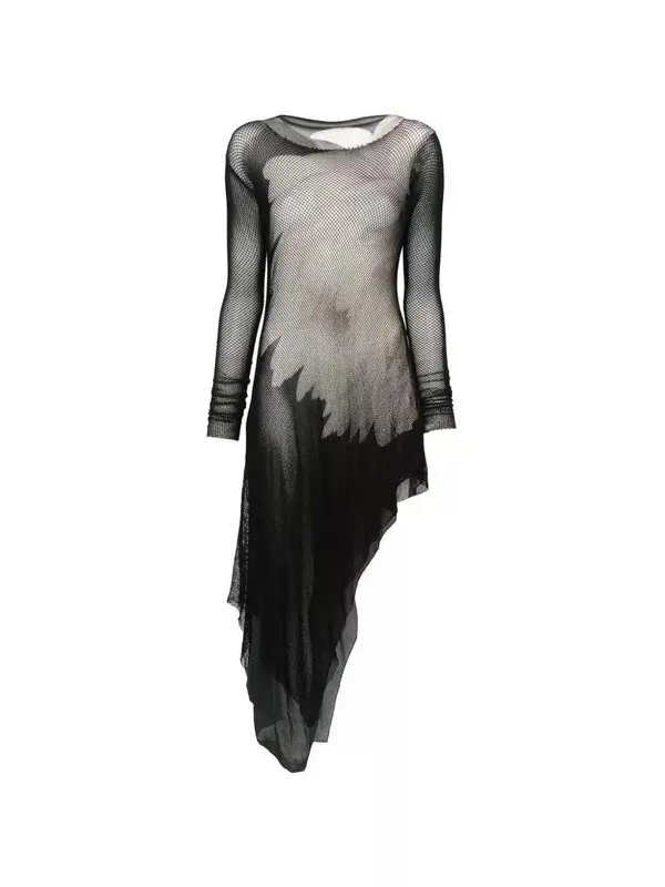 Yohji Yamamoto Long-sleeved Midi Dress - Black