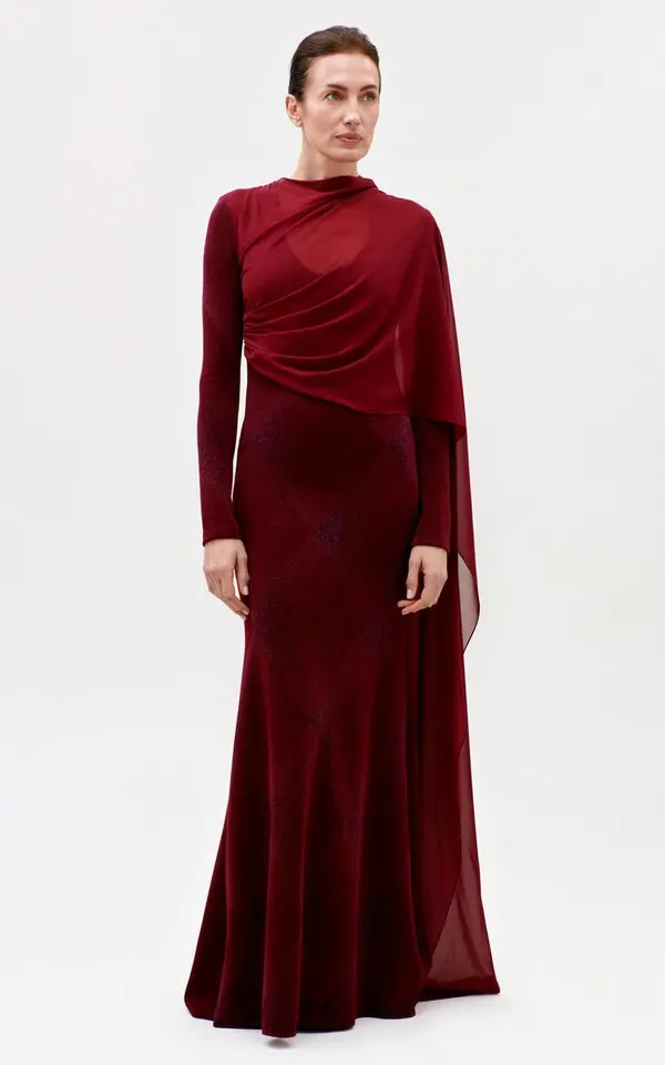 Moon Silk-blend Maxi Dress - Burgundy