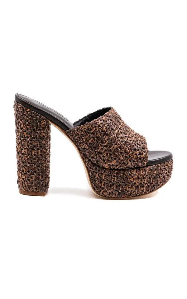 ANDREA GOMEZ Fabiola Raffia Platform Sandals - Brown