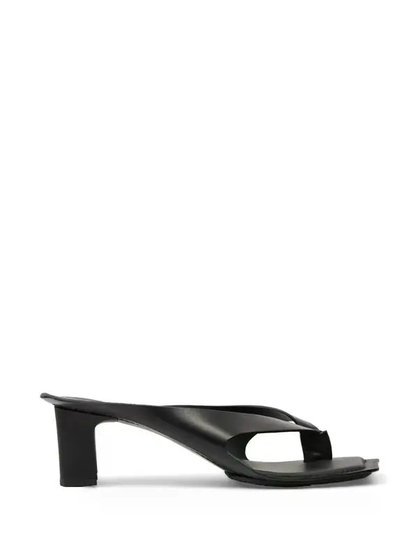 MAISON MARGIELA Leather Sculpted Sole Block Heel Flip-flop Mules - Black