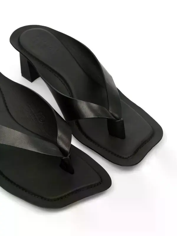 MAISON MARGIELA Leather Sculpted Sole Block Heel Flip-flop Mules - Black