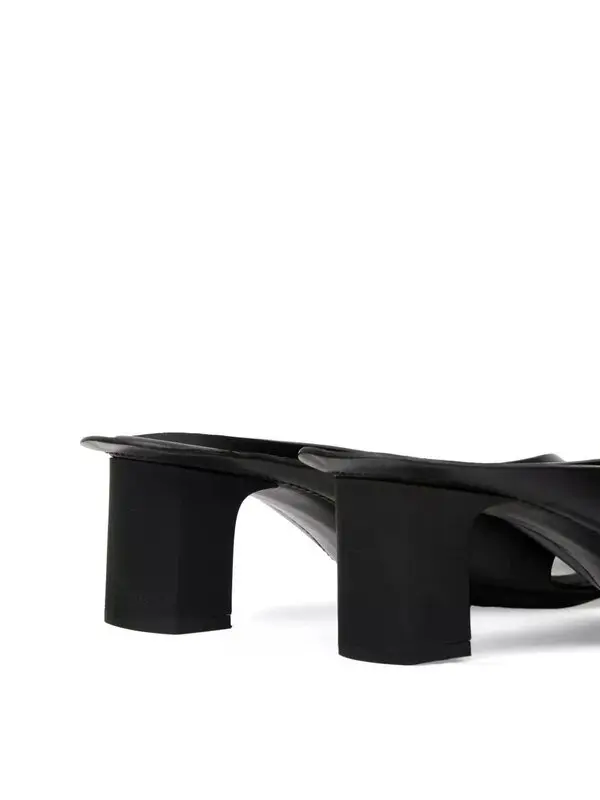 MAISON MARGIELA Leather Sculpted Sole Block Heel Flip-flop Mules - Black