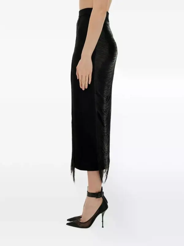 Alexander McQueen Fringed-detail Midi Skirt