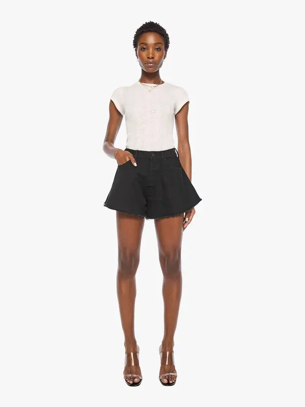 MOTHER The Flutter Fray Denim Shorts - Black