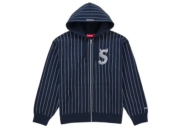 Supreme Devil Logo Zip Up Hooded Sweatshirt - Stripe