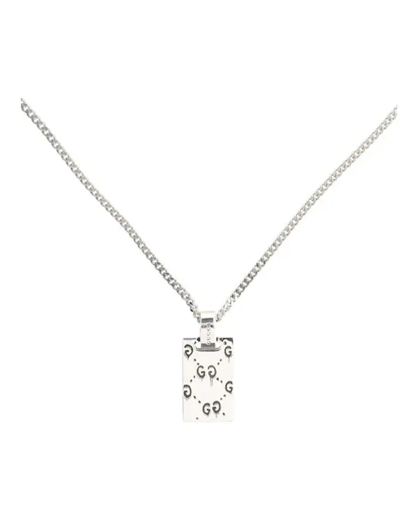 Gucci Sterling Ghost Tag Necklace - Silver