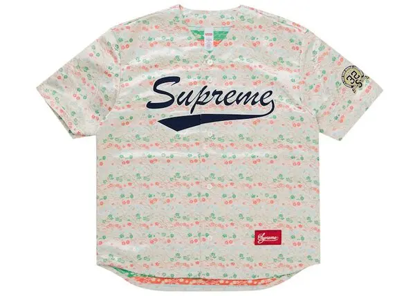 Supreme Floral Jacquard Baseball Jersey - White